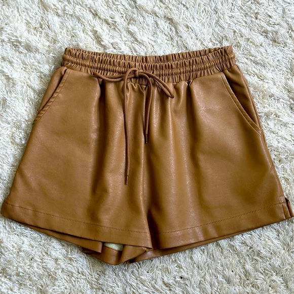 Shorts | Khaki Pleather Short | Poshmark